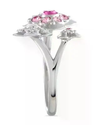 SWAROVSKI 18k White Gold Crystal Embellished Floral Motif Ring