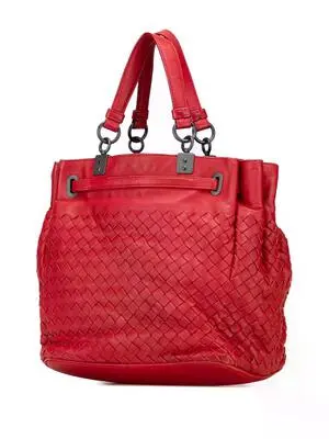 Bottega Veneta Nappa Intrecciato Bucket Bag - Red