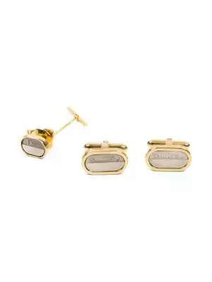 Dior 1990s Logo-engraved Cufflinks Set - Gold