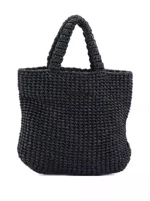 Prada Logo Raffia Small Tote Bag
