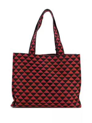 Prada Symbole Shopper Jacquard Horizontal Tote Bag - Red