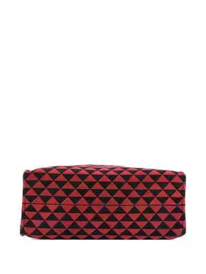 Prada Symbole Shopper Jacquard Horizontal Tote Bag - Red