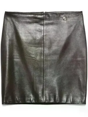 Gucci 2000s Leather Miniskirt - Brown