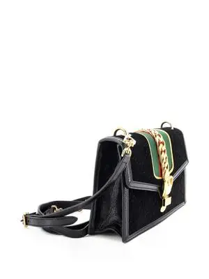 Gucci Sylvie Gg Velvet Shoulder Bag - Black