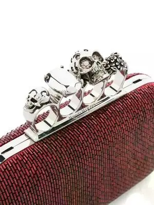 Alexander McQueen Four-ring Beaded Clutch - Red