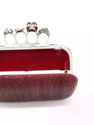 Alexander McQueen Four-ring Beaded Clutch - Red
