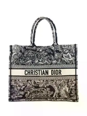 Dior Embroidered Canvas Large Tote Bag - Blue