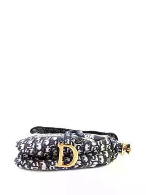 Dior Saddle Handbag Logo Embroidered Oblique Canvas Shoulder Bag - Blue