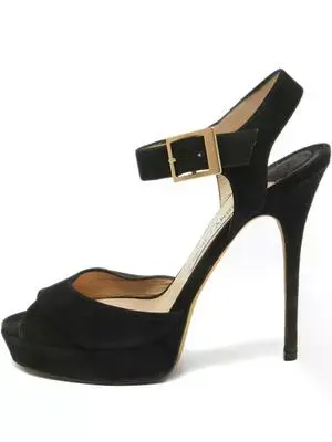JIMMY CHOO Suede Heeled Sandals - Black