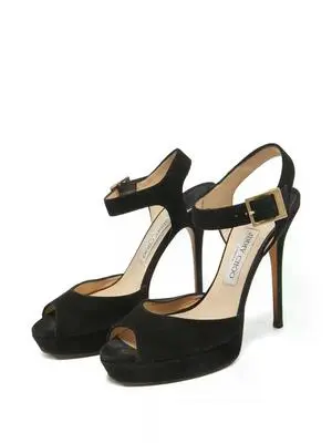 JIMMY CHOO Suede Heeled Sandals - Black