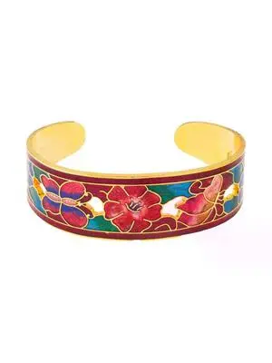 SUSAN CAPLAN 1980s Cloisonné Cuff Bracelet - Gold