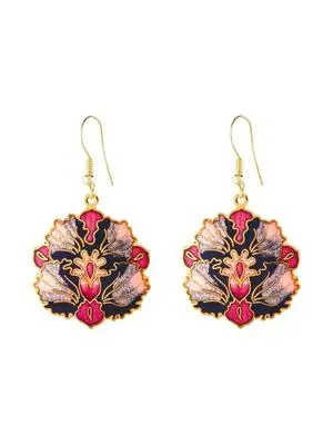 SUSAN CAPLAN 1980s Cloisonné Earrings - Black
