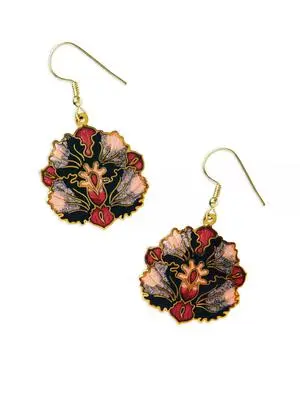 SUSAN CAPLAN 1980s Cloisonné Earrings - Black