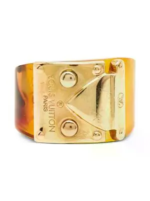 LOUIS VUITTON Resin Gold-tone Metal Ring - Brown