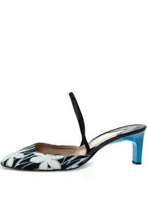 PAUL ANDREW 65mm Celestine Floral-print Slingback Pumps - Black