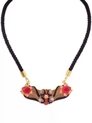 SUSAN CAPLAN 1980s Cloisonné Necklace - Black