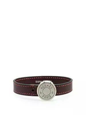 Hermès 2005 Leather Clou De Selle Bracelet - Brown