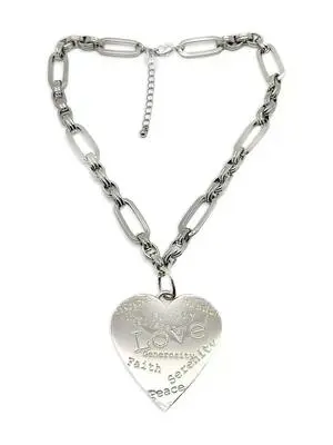 JENNIFER GIBSON JEWELLERY 1980's Edouard Ramboud Heart Message Necklace - Silver