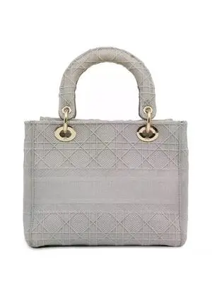 Dior 2020 Medium Cannage Lady D-lite Satchel - Grey