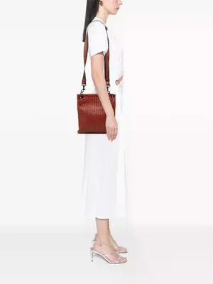 Bottega Veneta Leather Intrecciato Crossbody Bag - Brown