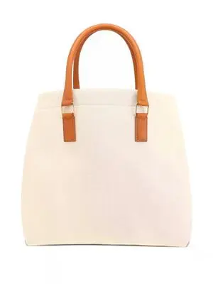 Celine Logo Print Leather Trimmed Tote Bag