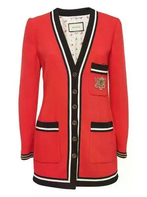 Gucci Contrasting-trim Crest-detail Jacket