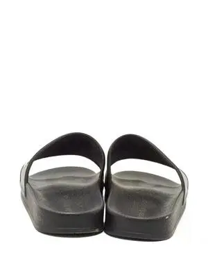 Palm Angels Logo Leather Slides - Black