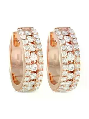 LB EXCLUSIVE 14kt Rose Gold Diamond Hoop Earrings - Pink