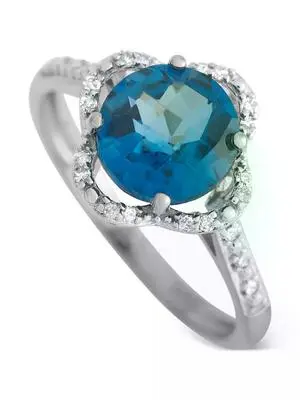 LB EXCLUSIVE 14k White Gold Diamond And Topaz Ring - Silver