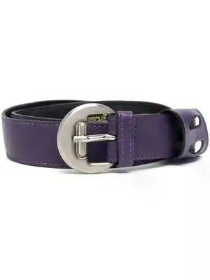 Versace 1970s Leather Buckle Belt - Purple