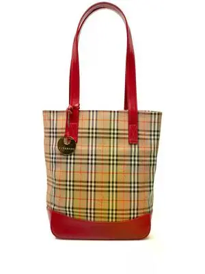 Burberry Haymarket Check Canvas Tote Bag - Brown