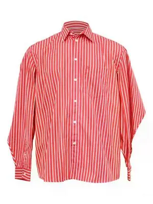 Balenciaga Striped Embroidered Logo Shirt - Red