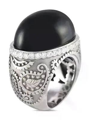 CARRERA Y CARRERA 18k White Gold Onyx And Diamond Signet Ring