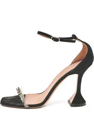 Amina Muaddi 100mm Vita Embellished Sandals - Black