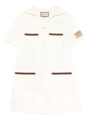 Gucci 2020s Logo-patch Mini Dress - Neutrals