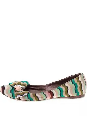 Missoni Bow-detail Wave-pattern Ballet Flats