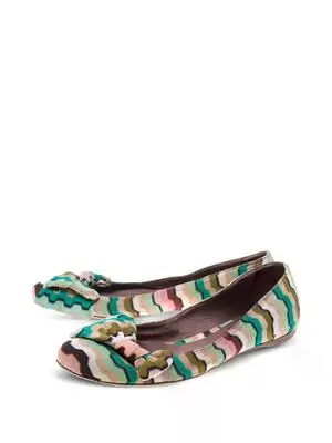 Missoni Bow-detail Wave-pattern Ballet Flats