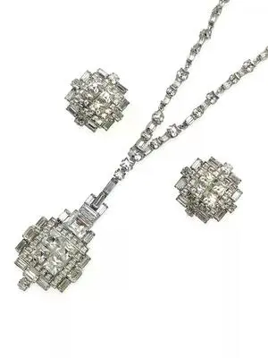 Dior 1970s Art Deco Necklace And Clip-on Earrings