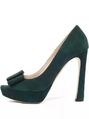Miu Miu Suede Platform Peep Toe Pumps