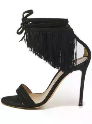 GIANVITO ROSSI 100mm Fringe-embellished Sandals - Black