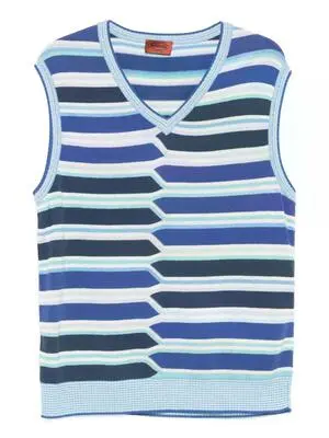 Missoni 2000s Striped Knit Vest - Blue
