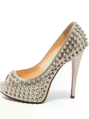 CHRISTIAN LOUBOUTIN 120mm Spiked Peep-toe Pumps - Grey
