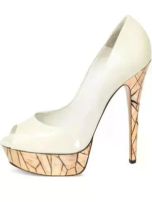 Casadei 150mm Patent Leather Mosaic Pumps - Neutrals
