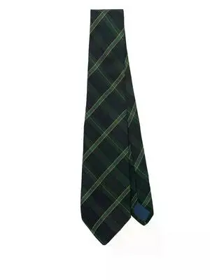Versace 1970s Silk Tartan Tie - Blue