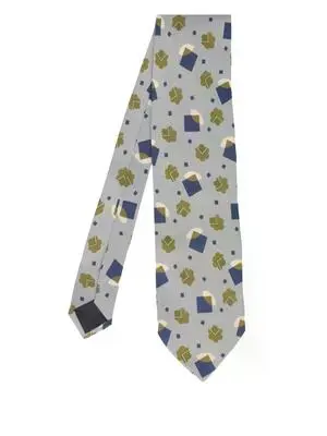 Giorgio Armani Geometric-print Silk Tie - Grey