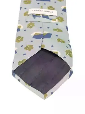 Giorgio Armani Geometric-print Silk Tie - Grey
