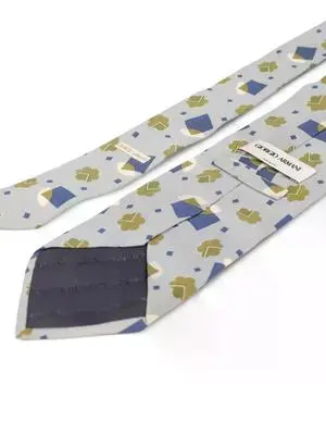 Giorgio Armani Geometric-print Silk Tie - Grey