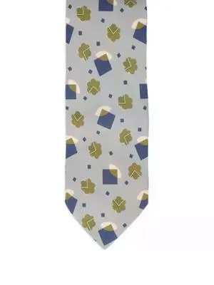 Giorgio Armani Geometric-print Silk Tie - Grey