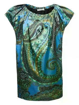 Stella McCartney Paisley-print Satin Mini Dress - Blue