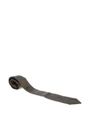 LANVIN Striped Silk Tie - Brown